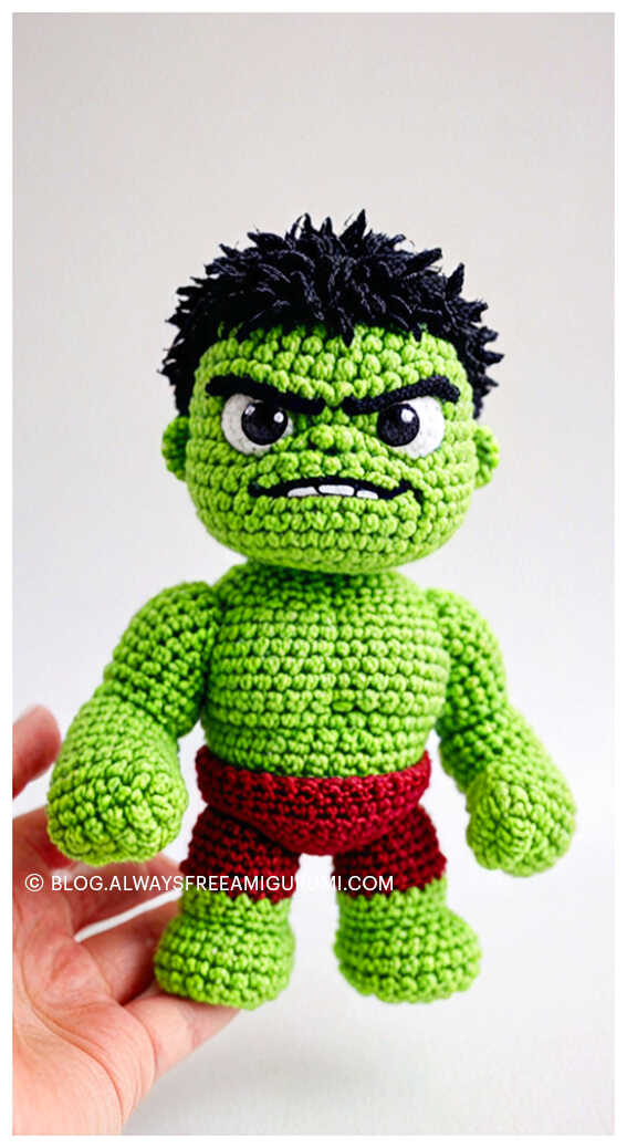 Hulk Crochet Doll Free Amigurumi Pattern - Amigurumi