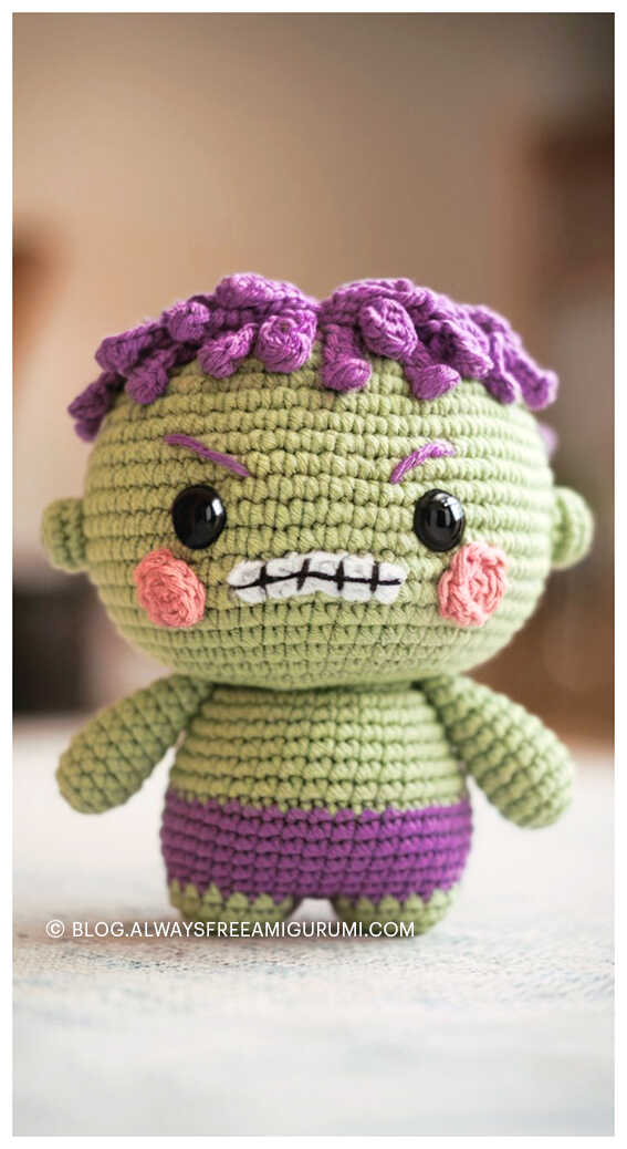 Hulk Crochet Doll Free Amigurumi Pattern - Amigurumi
