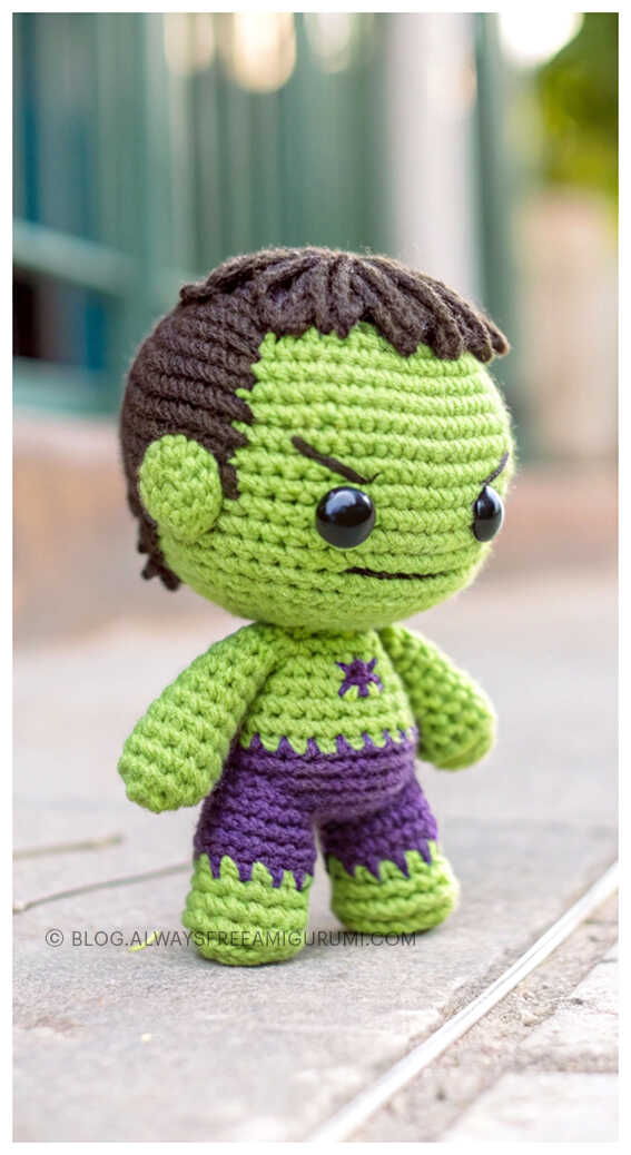 Hulk Crochet Doll Free Amigurumi Pattern - Amigurumi