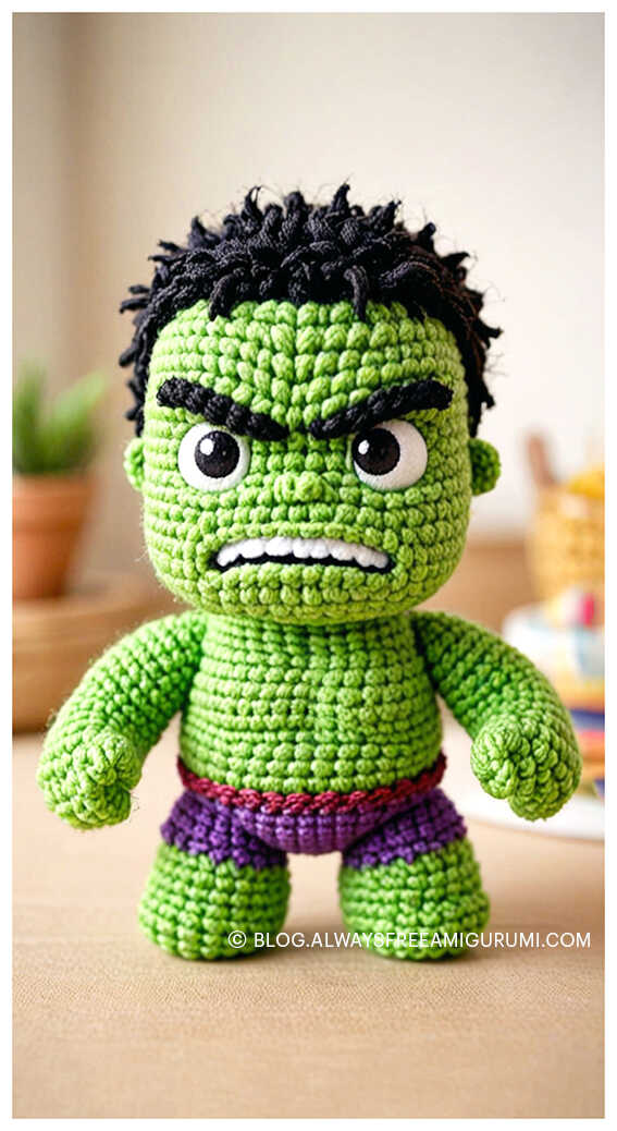 Hulk Crochet Doll Free Amigurumi Pattern - Amigurumi