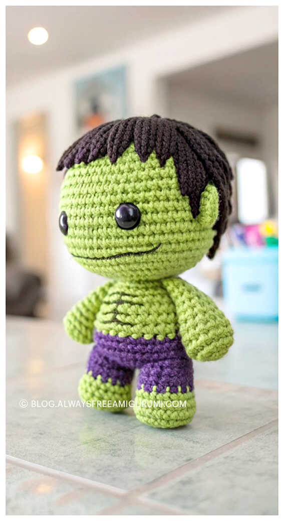 Hulk Crochet Doll Free Amigurumi Pattern - Amigurumi