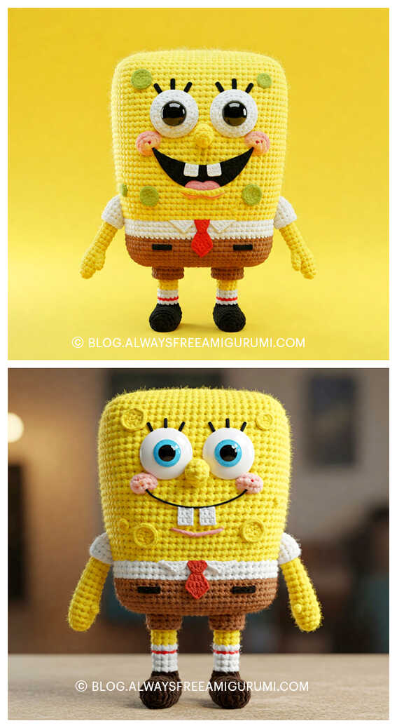 Amigurumi SpongeBob Squarepants Crochet Free Pattern - Amigurumi