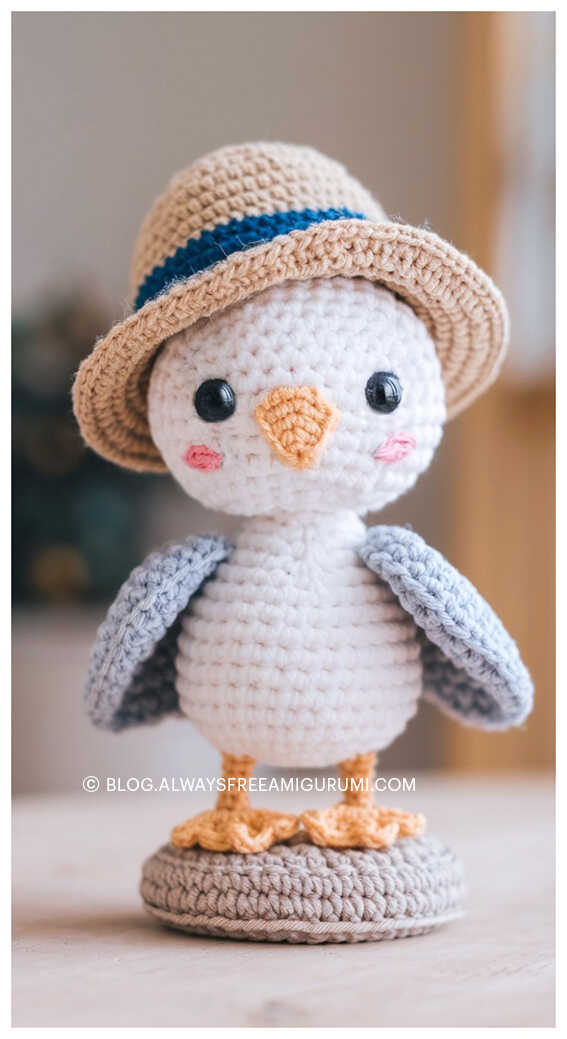 Amigurumi Seagull with Hat Crochet Free Pattern - Amigurumi