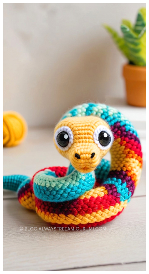 Amigurumi Cute Snake Nelya Crochet Free Pattern - Amigurumi